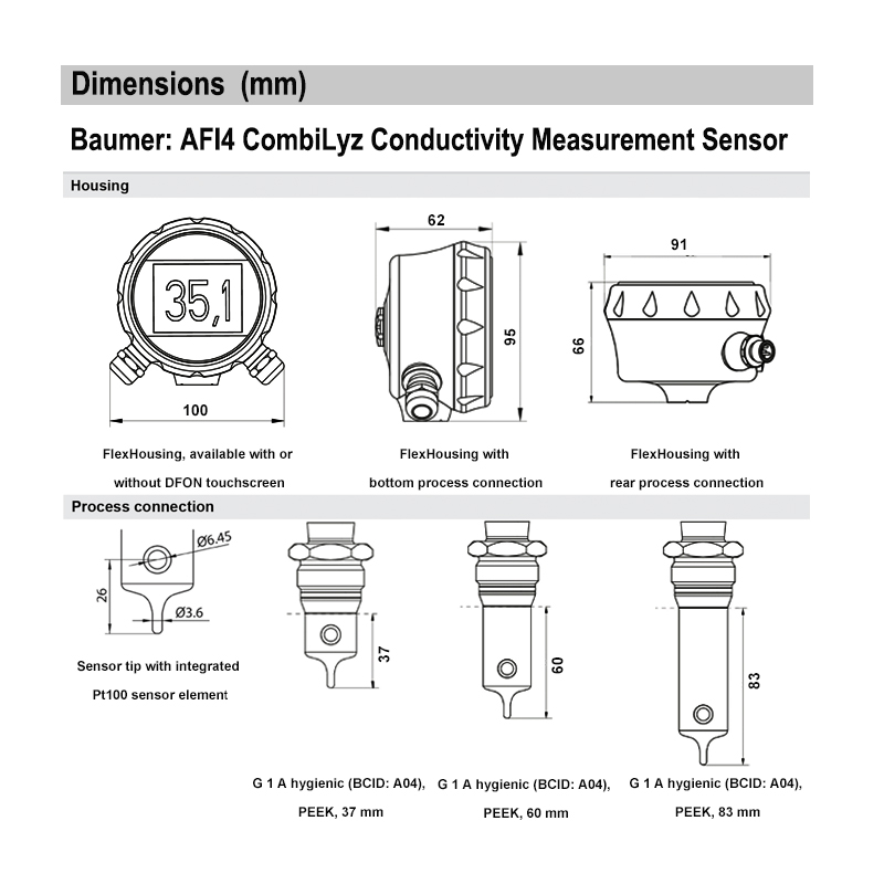 AFI4-5730.4002.0200 - CombiLyz Conductivity Measurement Sensor - Baumer