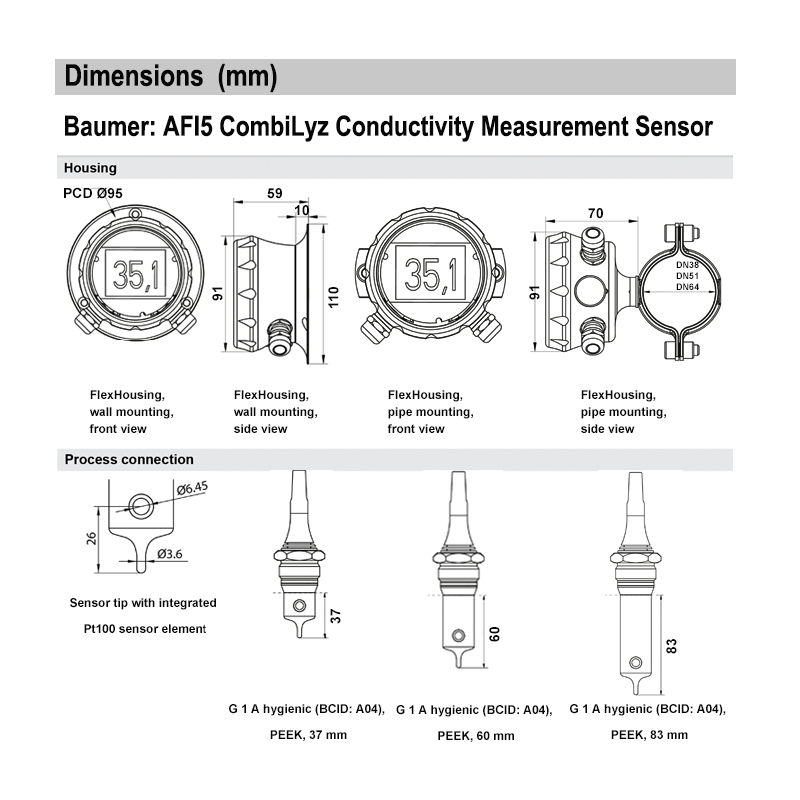 AFI5-A632.4002.0300 - CombiLyz Conductivity Measurement Sensor - Baumer