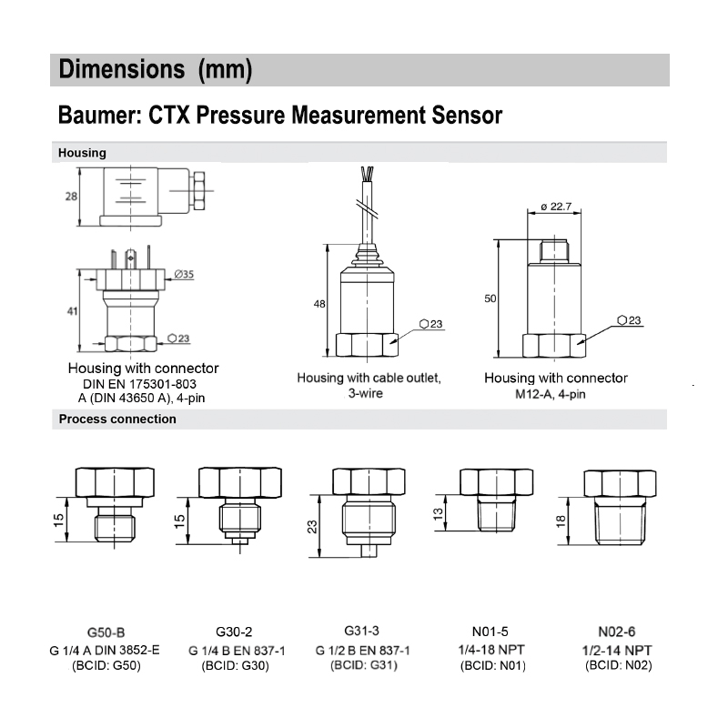 CTX-3.B.3.B26.0 - Pressure Measurement Sensor - Baumer