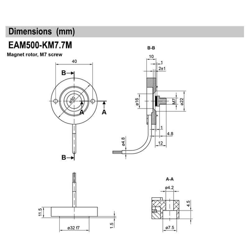 Baumer - Magnetic Absolute Encoder - EAM500-KM7.7MC0.A3601.A