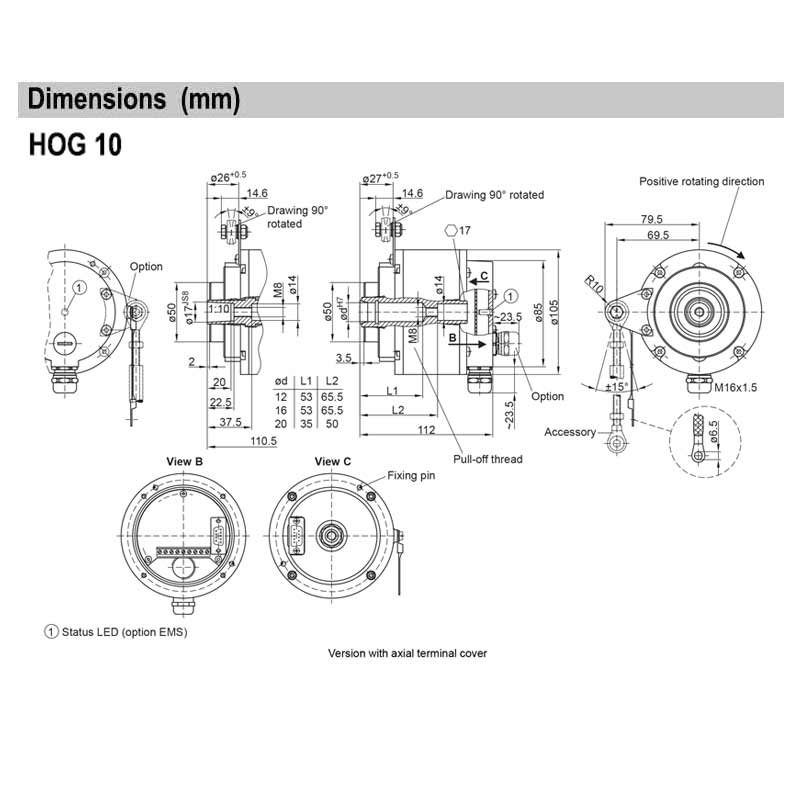 Baumer Hubner - HeavyDuty Incremental Encoder - HOG10DN1024I-LR-16H7-KLK-AX