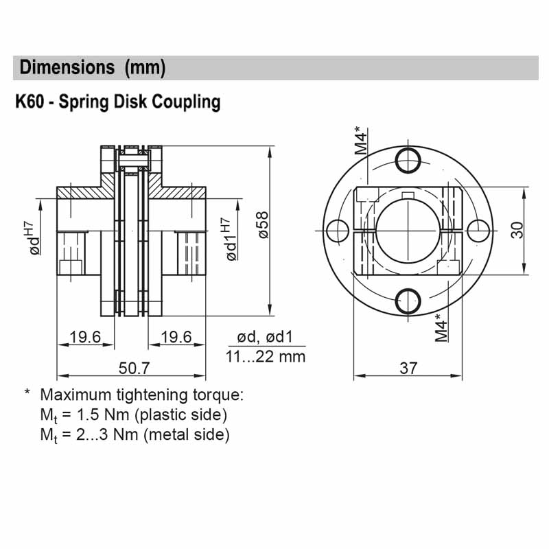 Baumer Hubner - Spring Disk Coupling - K60